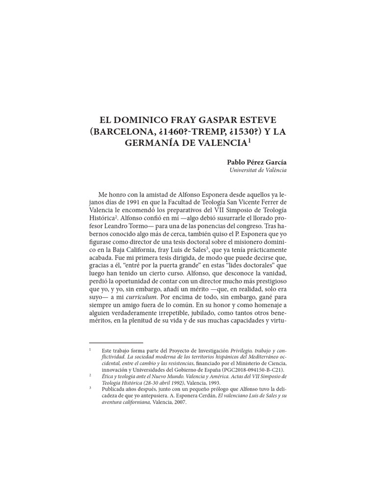 Fr. Gaspar ESTEVE OP y La Germanía | PDF | Orden dominicana