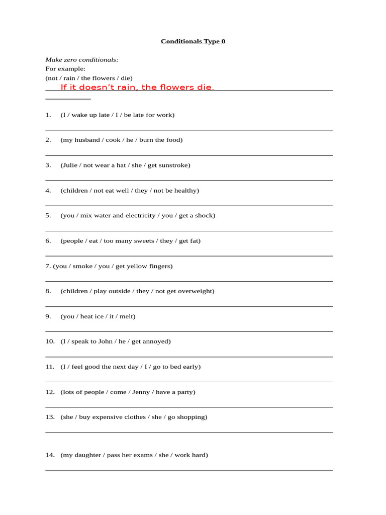 Zero Conditional Examples and Exercises | PDF