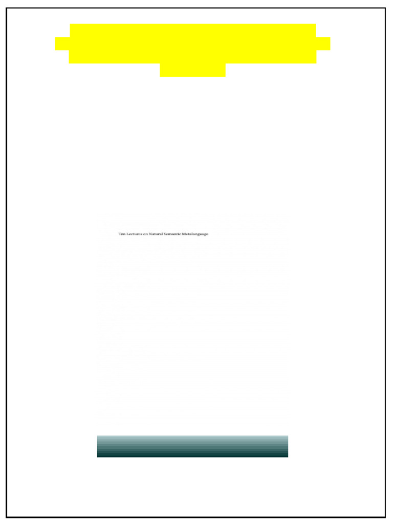 Ten Lectures On Natural Semantic MetaLanguage Exploring Language Thought and Culture Using ...