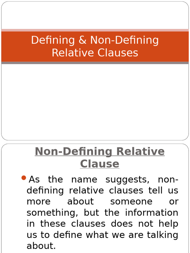 Defining - Non-Defining Relative Clauses | PDF | Language Mechanics ...