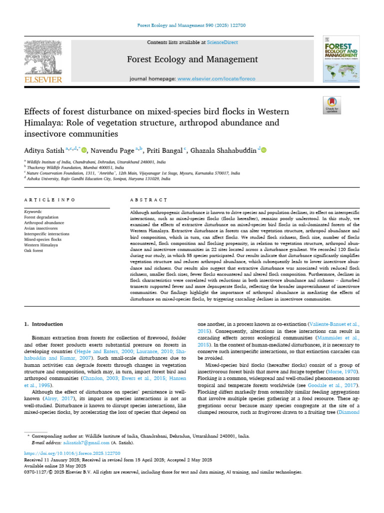 Forest Disturbance Effects on Bird Flocks | PDF | Disturbance (Ecology ...