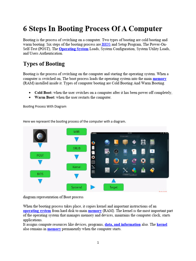 6 Steps in Computer Booting Process | PDF | Booting | Bios