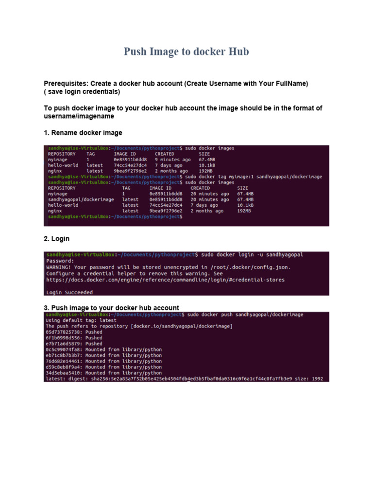 How to Push Docker Image to Hub | PDF