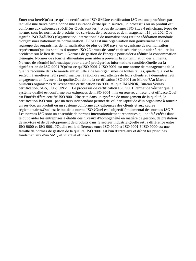 Comprendre la certification ISO 9001 | PDF | Management de la qualité ...