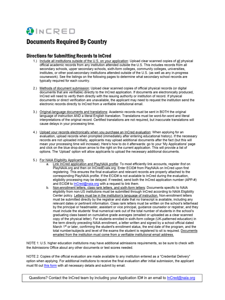 InCred International Document Guidelines | PDF | Diploma | High School ...