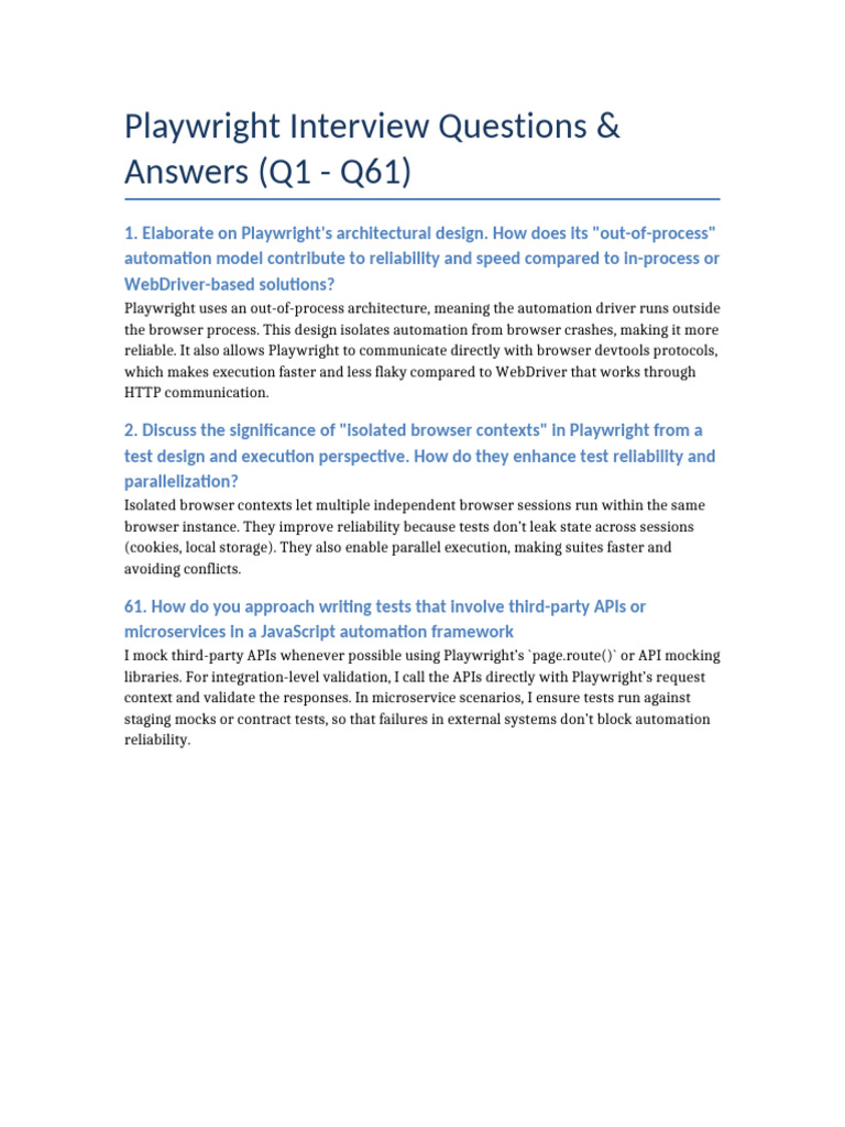 Playwright Interview QA Complete | PDF