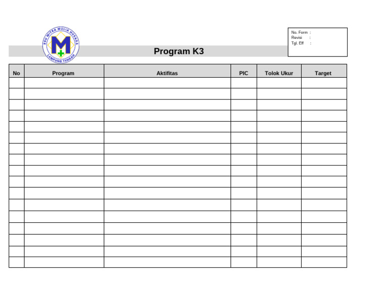 Form 03 Program K3 Perusahaan | PDF