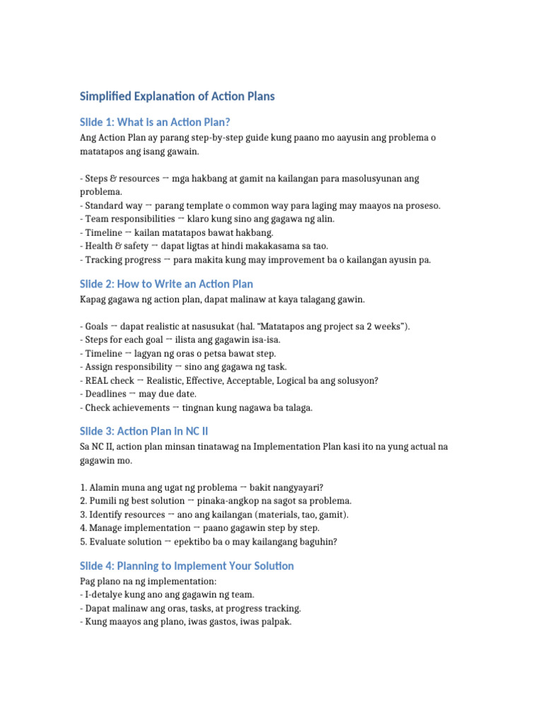 Simplified Action Plan Notes Complete | PDF
