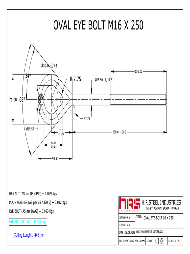 Oval Eye Bolt m16 X 250 - TMP | PDF