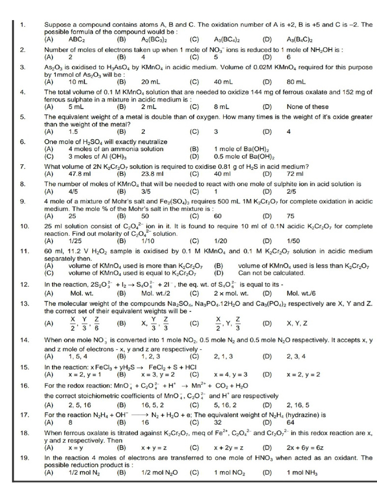 Redox Quiz | PDF