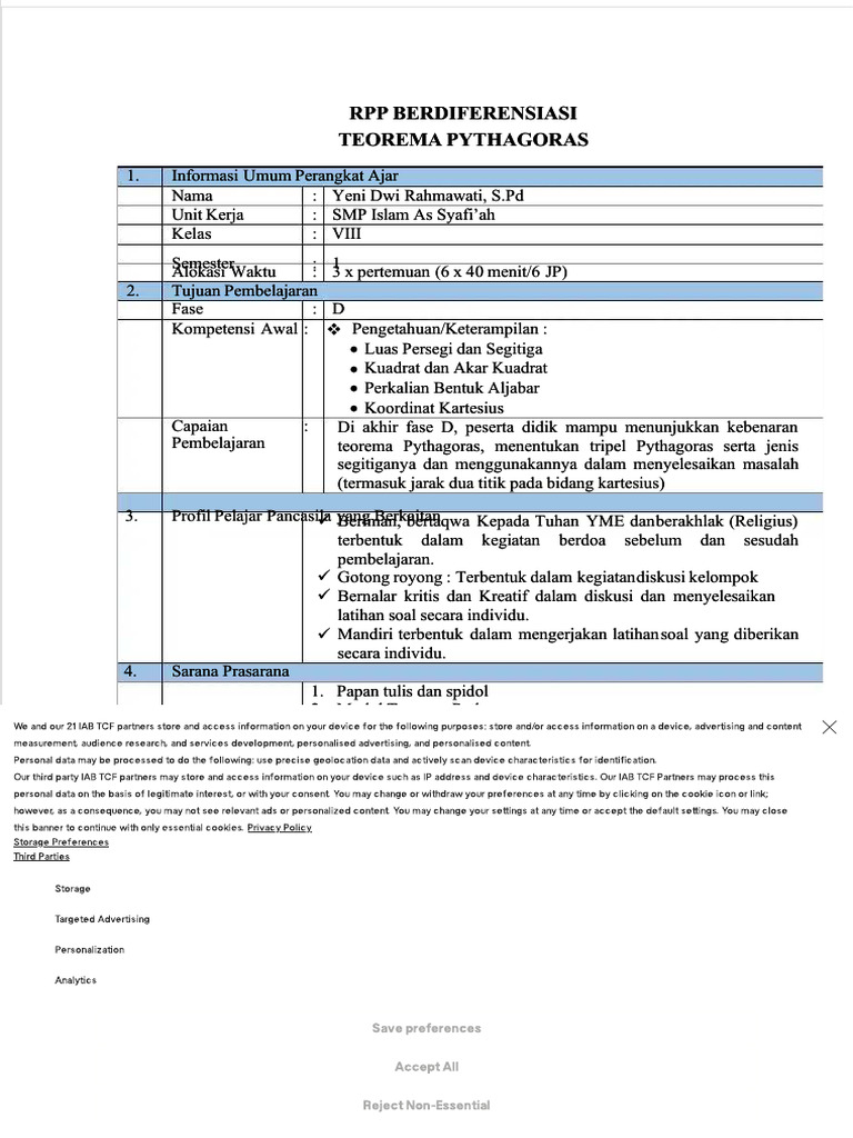 PDF Modul Ajar 2 Teorema Pythagoras Compress | PDF