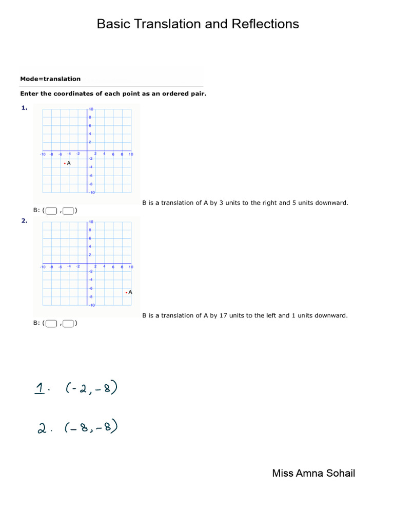 Basic Translations and Rotations Worksheet | PDF