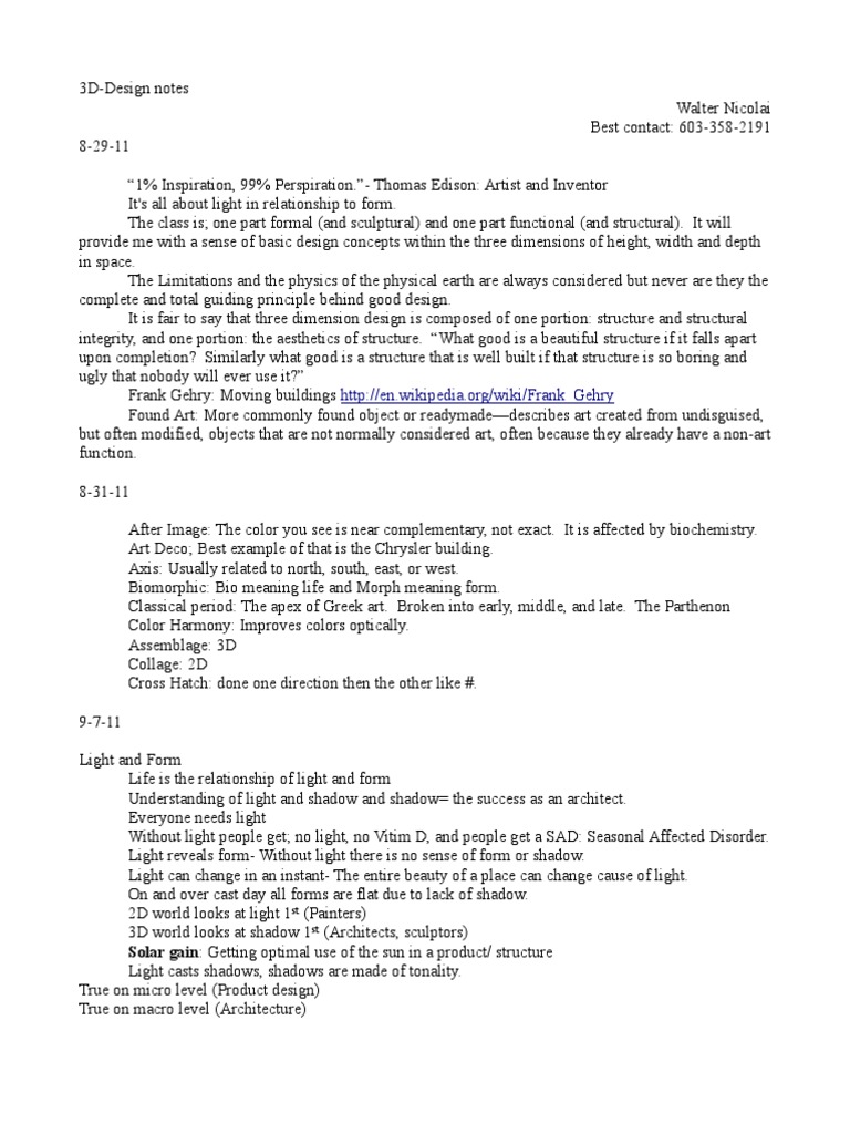 3D Design Notes | PDF | Nature | Teaching Mathematics
