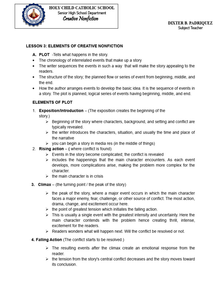 Elements of Creative Nonfiction Explained | PDF | Narration | Hero