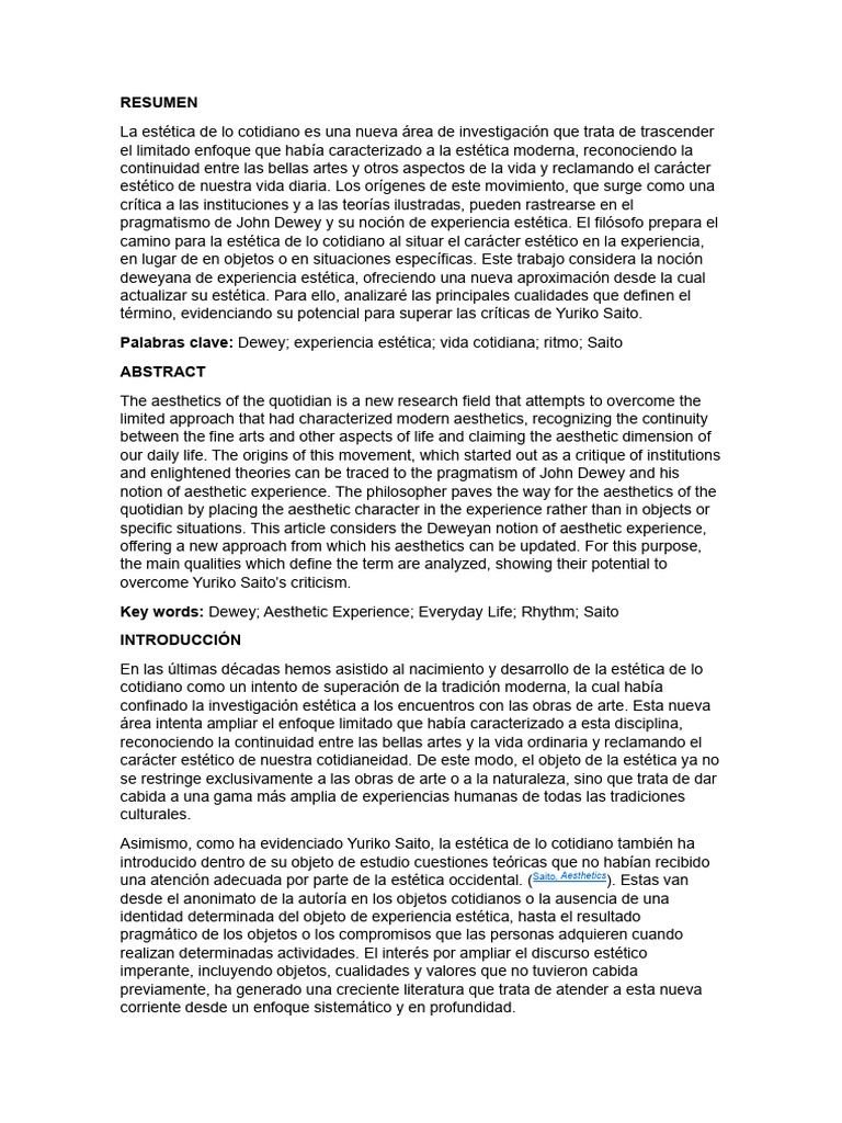 Estética de Los Coti | PDF | Experiencia | John Dewey