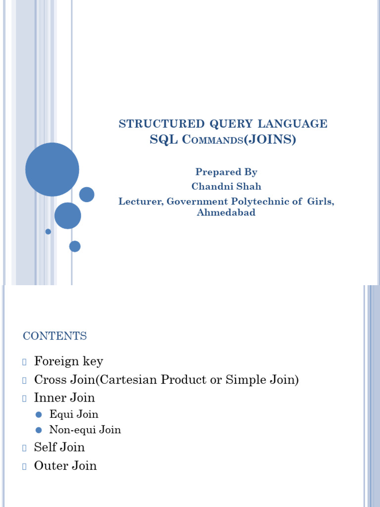 UNIT4 SQL Commands 14 Joins | PDF | Table (Database) | Software Design
