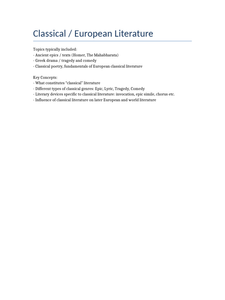 Classical - European Literature | PDF