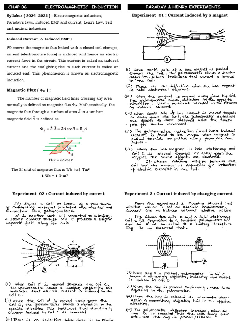 Electromagnetic Induction Notes | PDF | Electromagnetic Induction ...