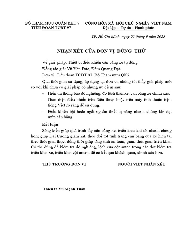 3 Mau Nhan Xet Sang Kien | PDF