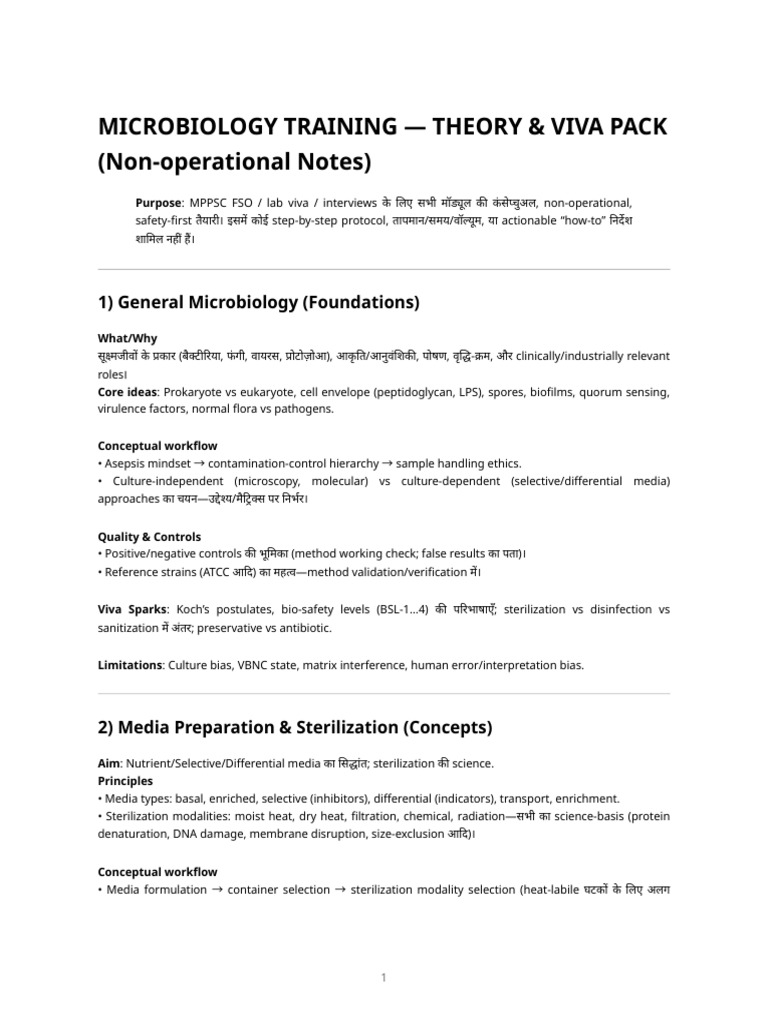 Microbiology Training - Theory & Viva Pack (Non Operational) | PDF ...