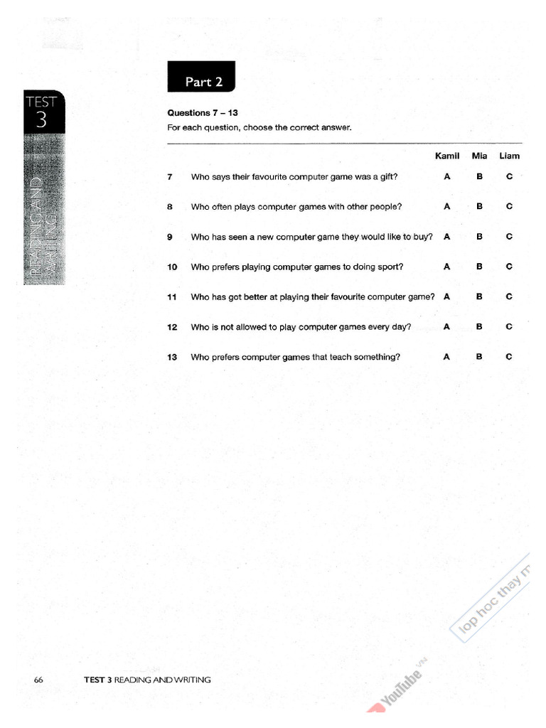 KET - R&W Test - Test Plus | PDF