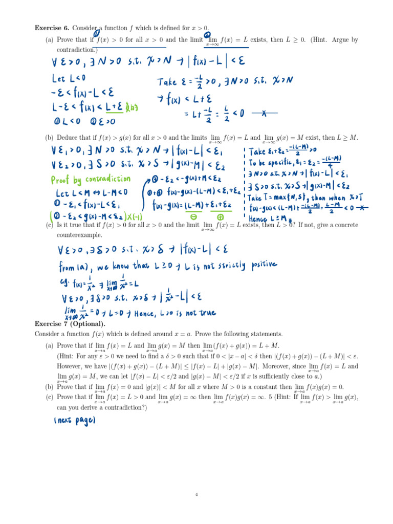 Limits and Functions: Proof Exercises | PDF | Mathematics ...