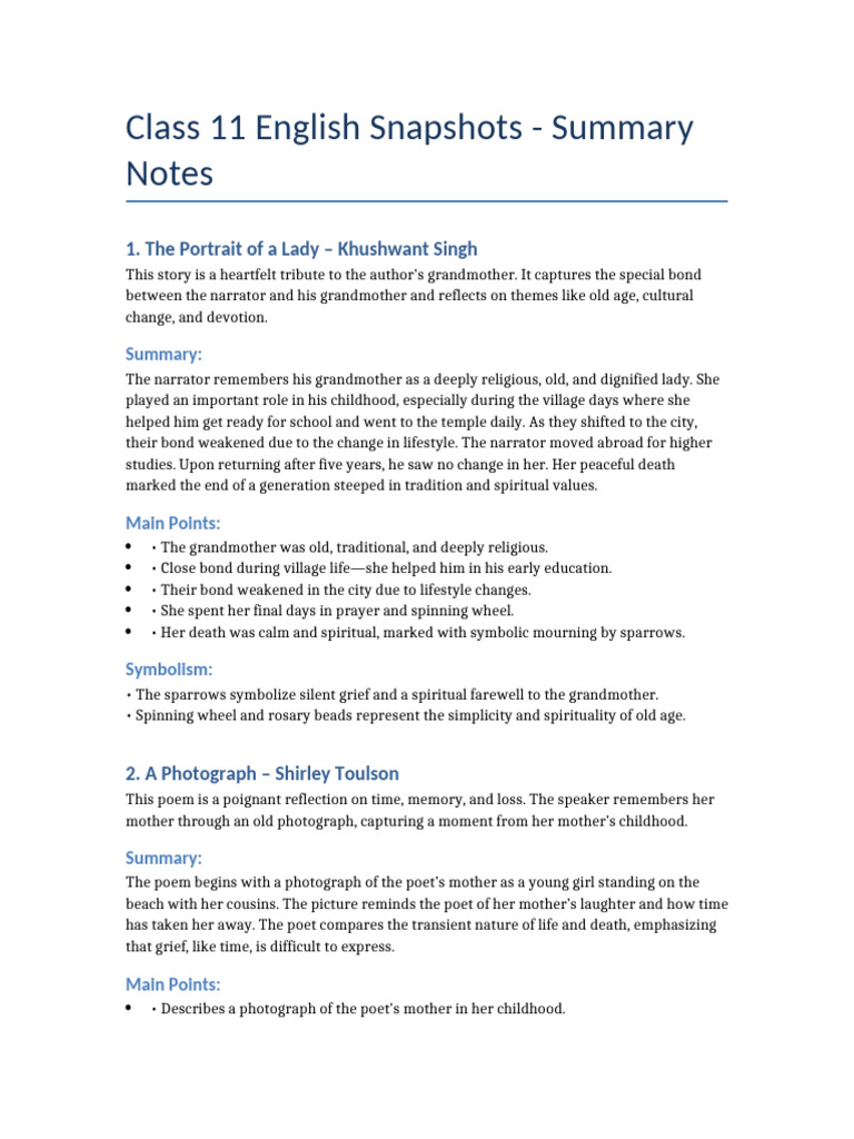 Snapshots Summaries With Points | PDF