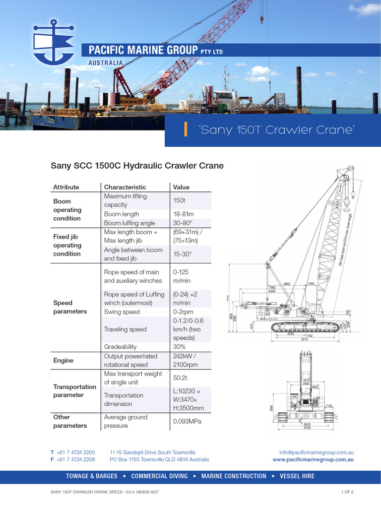 2-Sany 150t Crawler Crane Specs - V2.4 | PDF