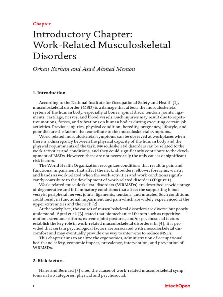 Introductory Chapter: Work-Related Musculoskeletal Disorders | PDF ...