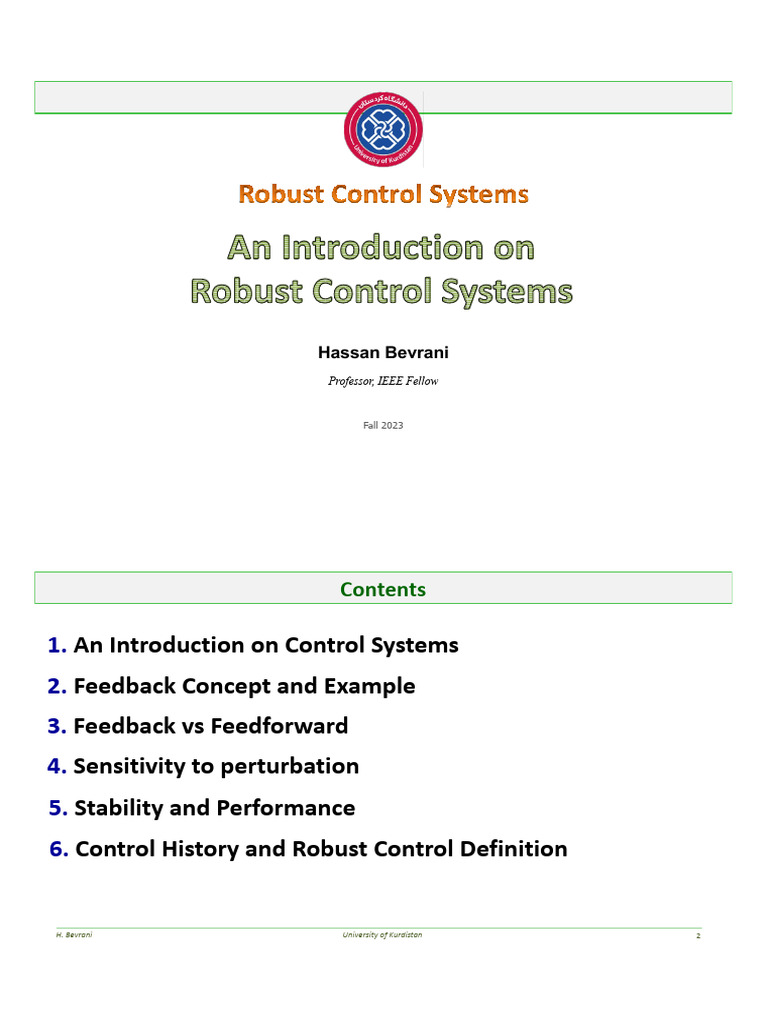 L1 An Introduction On Feedback Control Systems | PDF | Control Theory ...