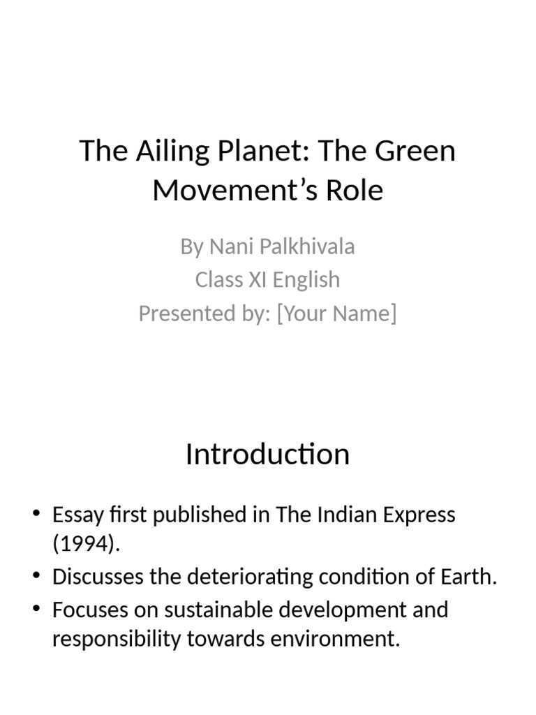The Ailing Planet and Sustainable Solutions | PDF