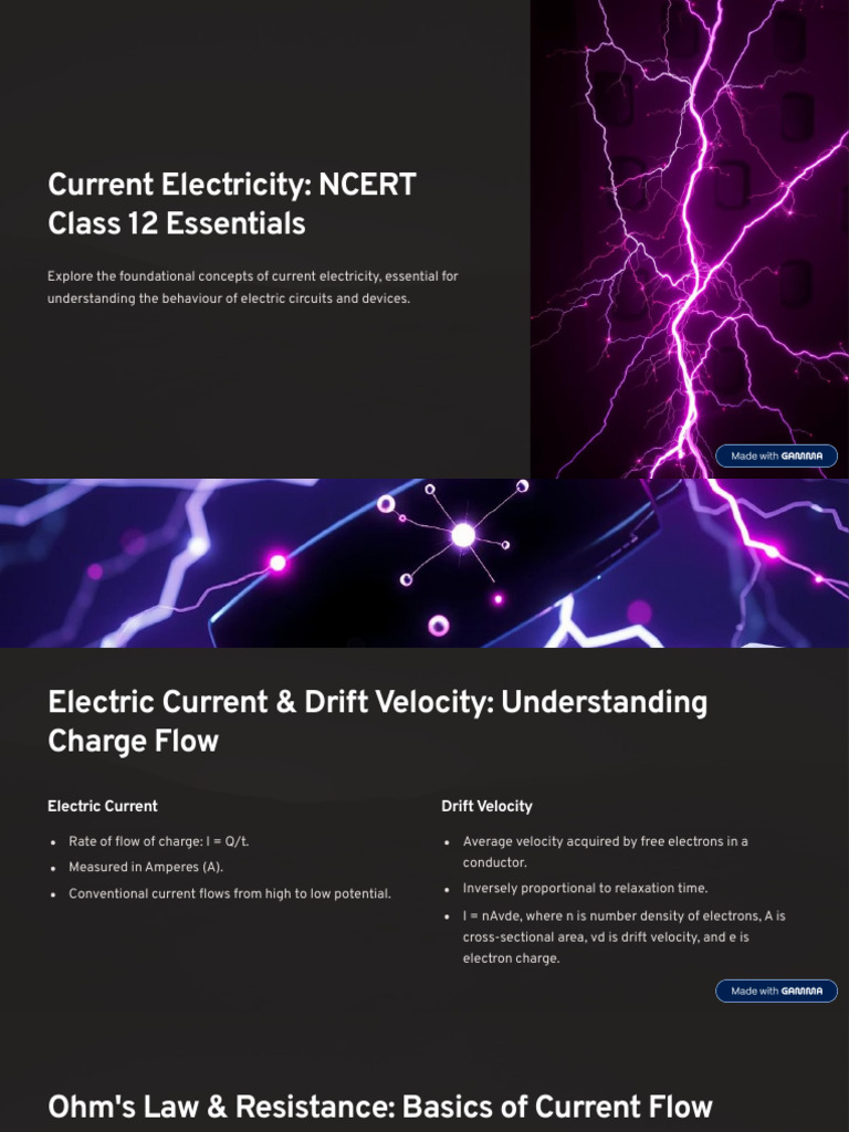 Current Electricity NCERT Class 12 Essentials | PDF | Electrical ...