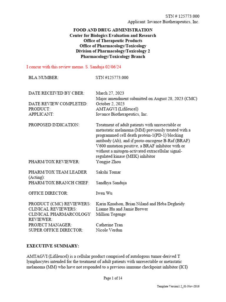 AMTAGVI Review for Melanoma Treatment | PDF | Interleukin 2 | Melanoma