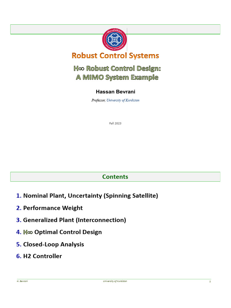 L13 H Robust Control Design A MIMO System Example R | PDF | Control ...