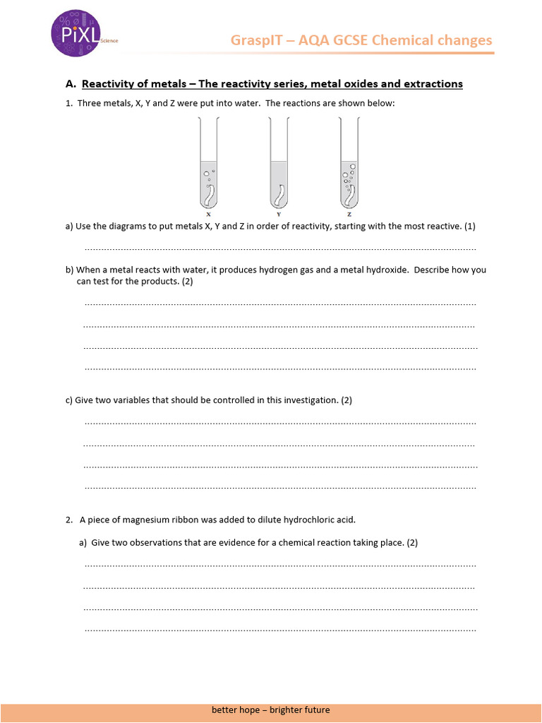 AQA GCSE Chemical Changes Guide | PDF | Acid | Redox