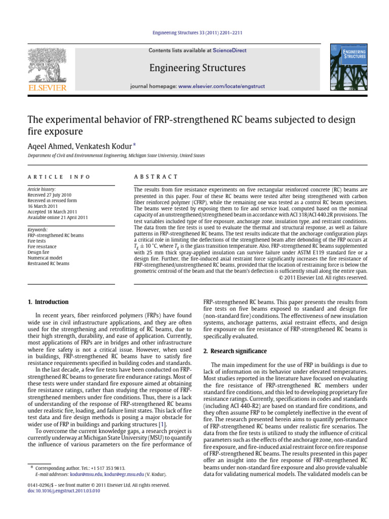 The Experimental Behavior of FRP-strengthened RC Beams Subjected To ...