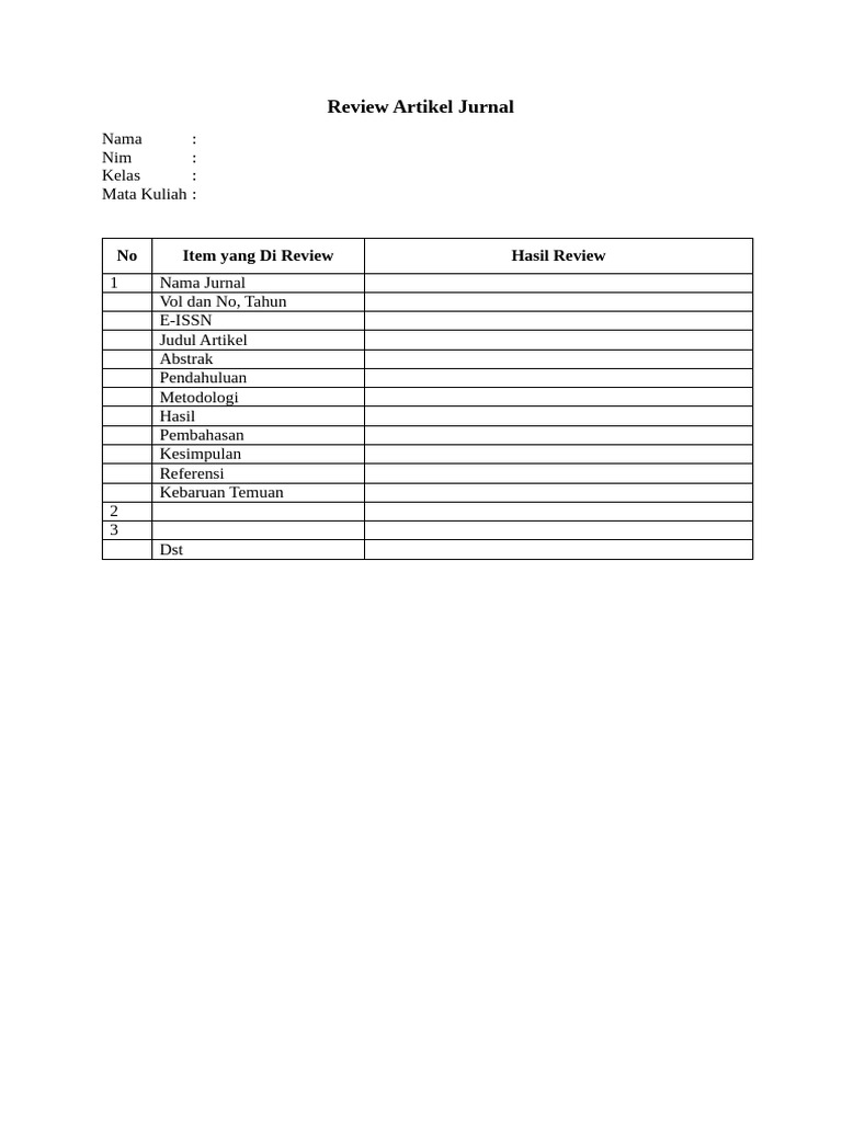 Contoh Format Review Artikel Jurnal | PDF