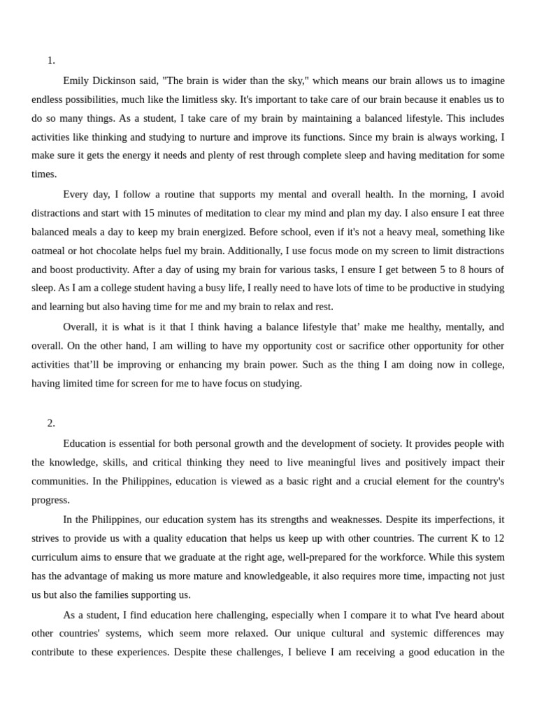 UTS Self-Learning Activity | PDF | Cognition