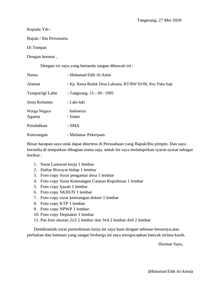 Lamaran Miftahul Jannah | PDF