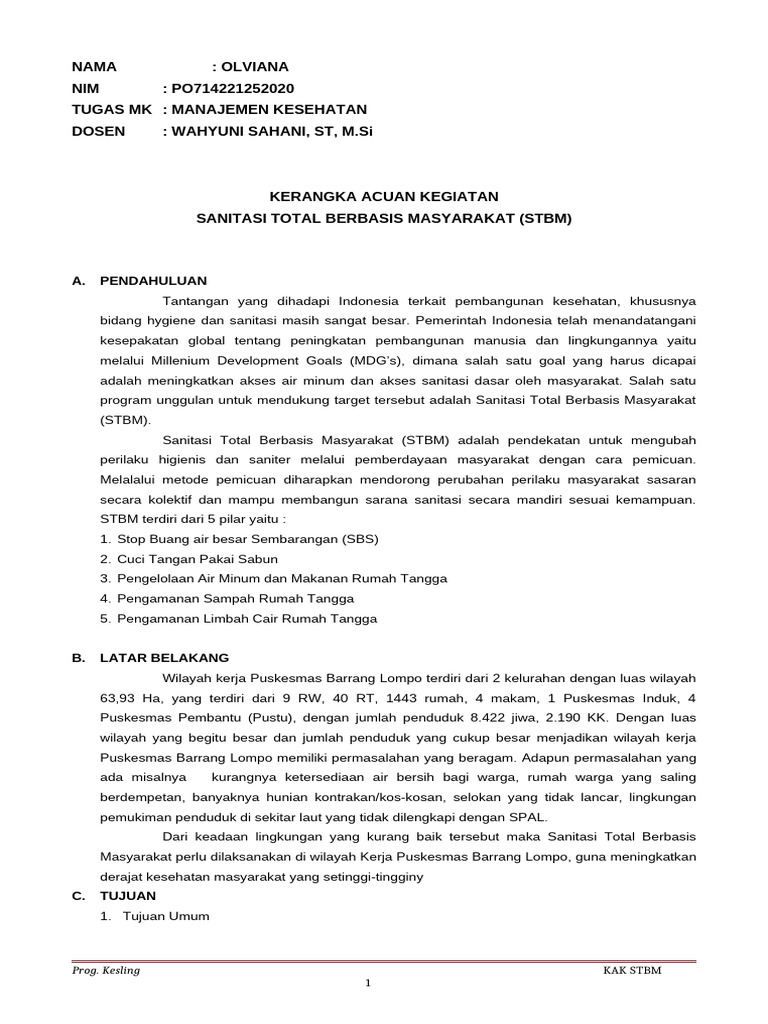 Implementasi STBM di Puskesmas Barrang Lompo | PDF
