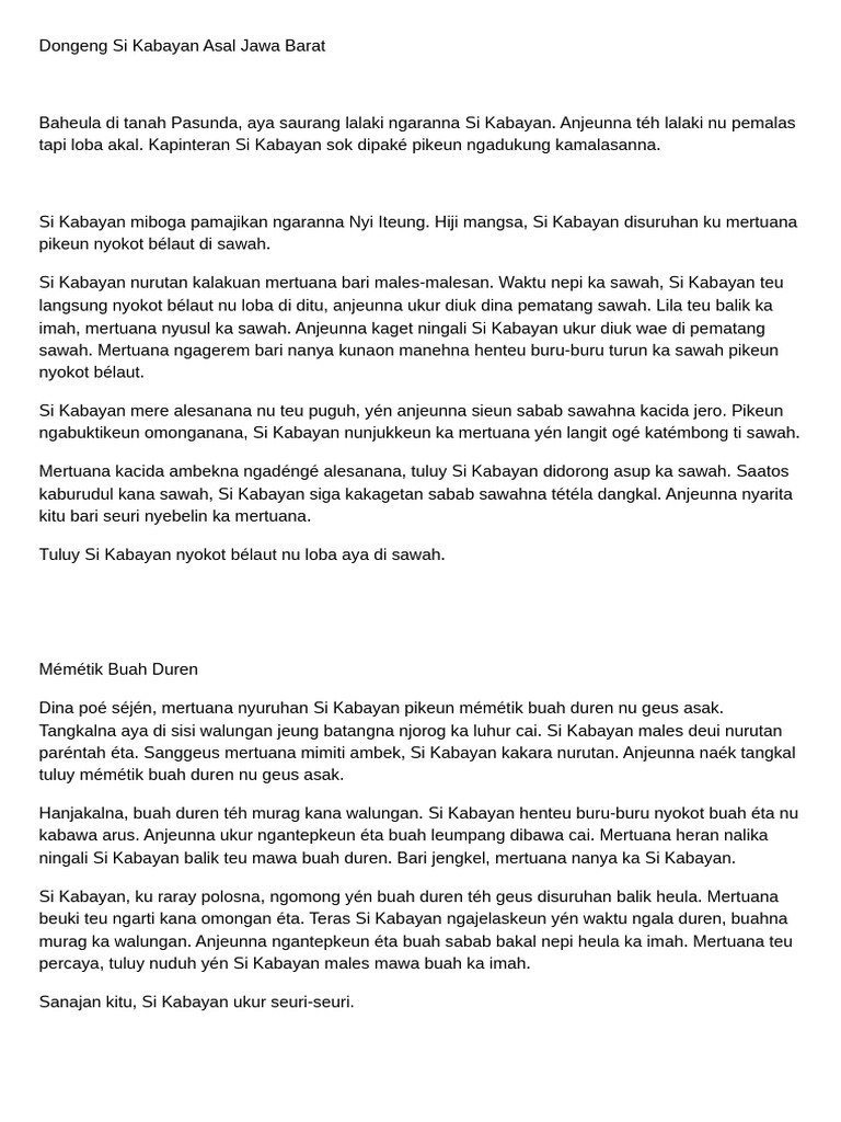Dongeng Si Kabayan Asal Jawa Barat - 20250915 - 183813 - 0000 | PDF