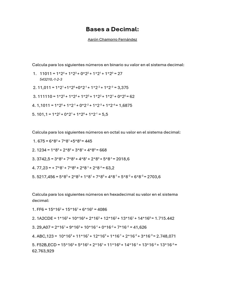 Cambios Bases Decimal | PDF