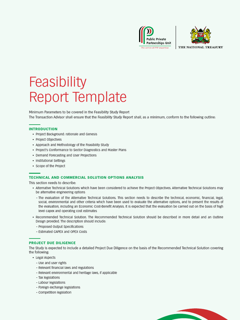 Feasibility Study Report Template | PDF | Public–Private Partnership ...