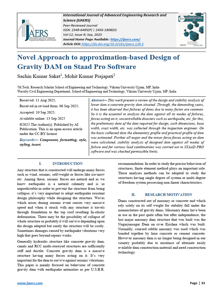 Novel Approach To Approximation-Based Design of Gravity DAM On Staad ...