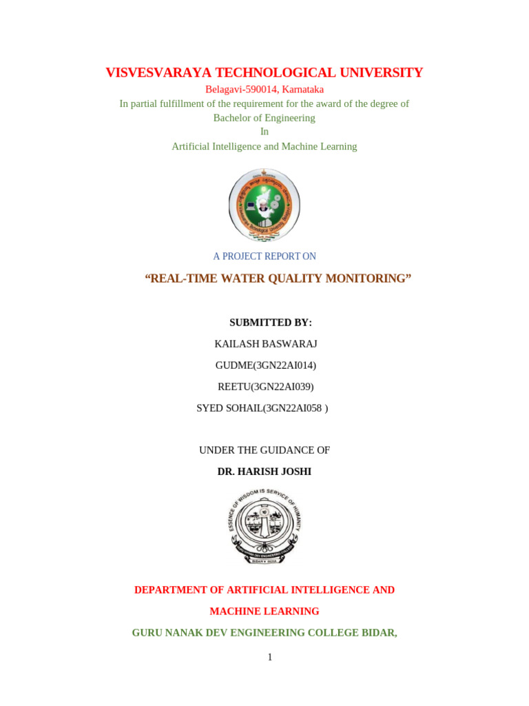 Report MINI PROJECT | PDF | Machine Learning | Water Quality