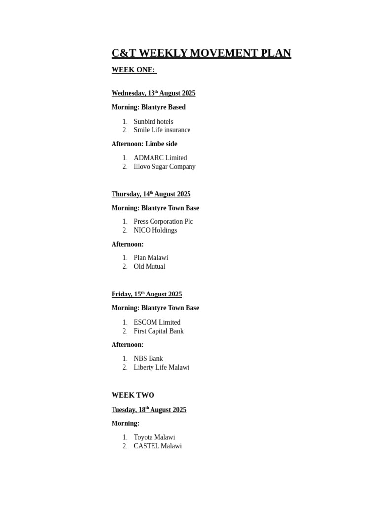 Weekly Movement Plan | PDF