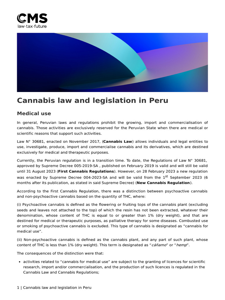 Cannabis Law and Legislation in Peru | PDF | Cannabis | Cannabis (Drug)