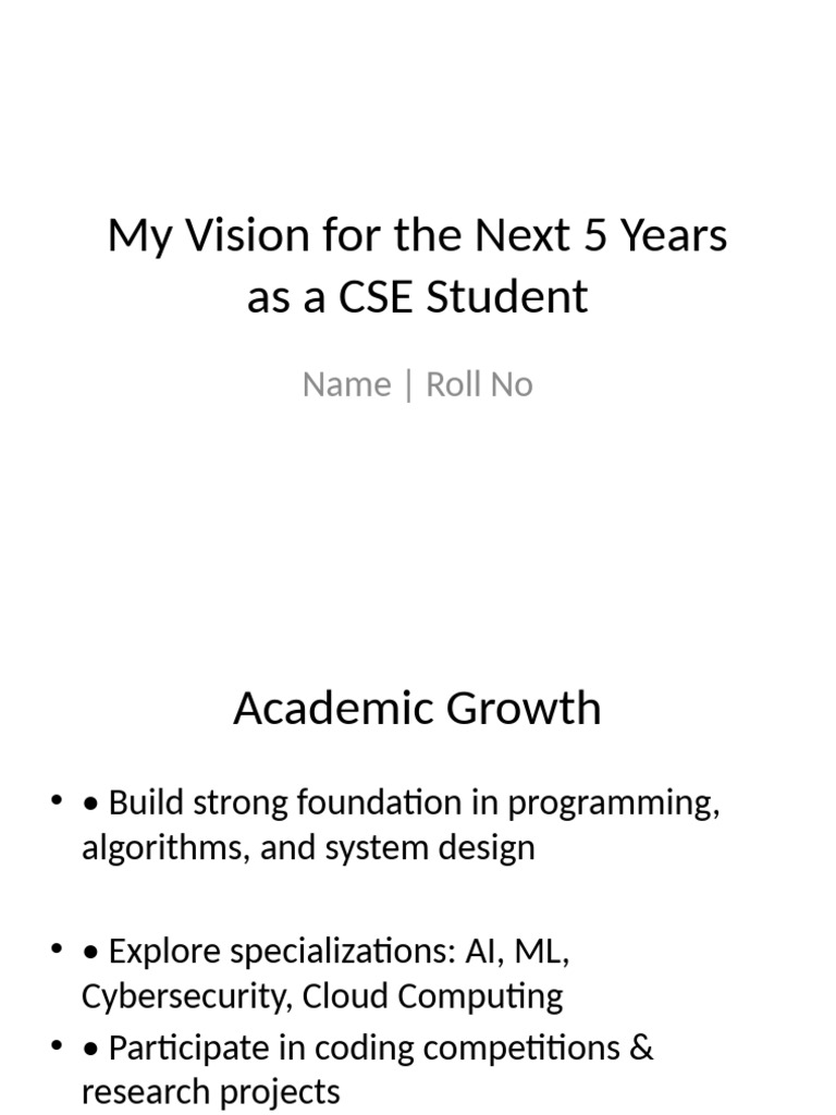 CSE Student's 5-Year Vision Plan | PDF