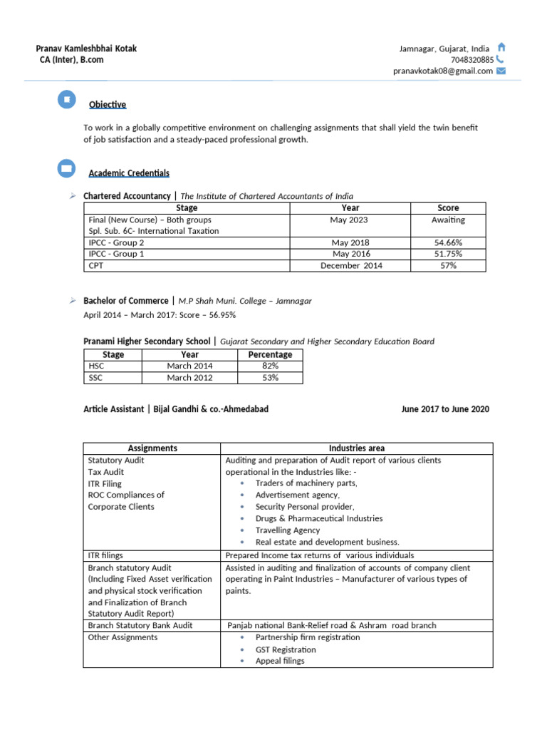 Pranav Resume | PDF | Taxes | Business