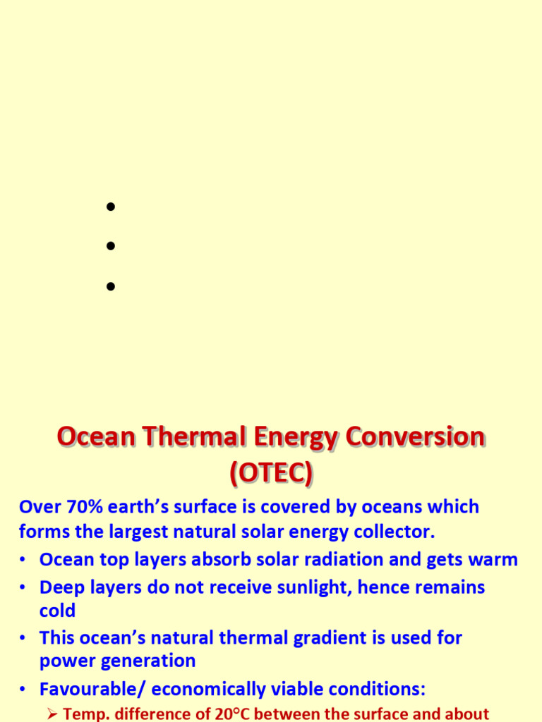 Ocean Thermal Energy Conversion Overview | PDF | Sustainable ...